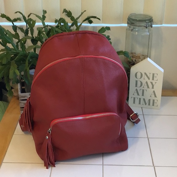 Milena | Bags | Milena Natural Red Leather Backpack 3 | Poshmark